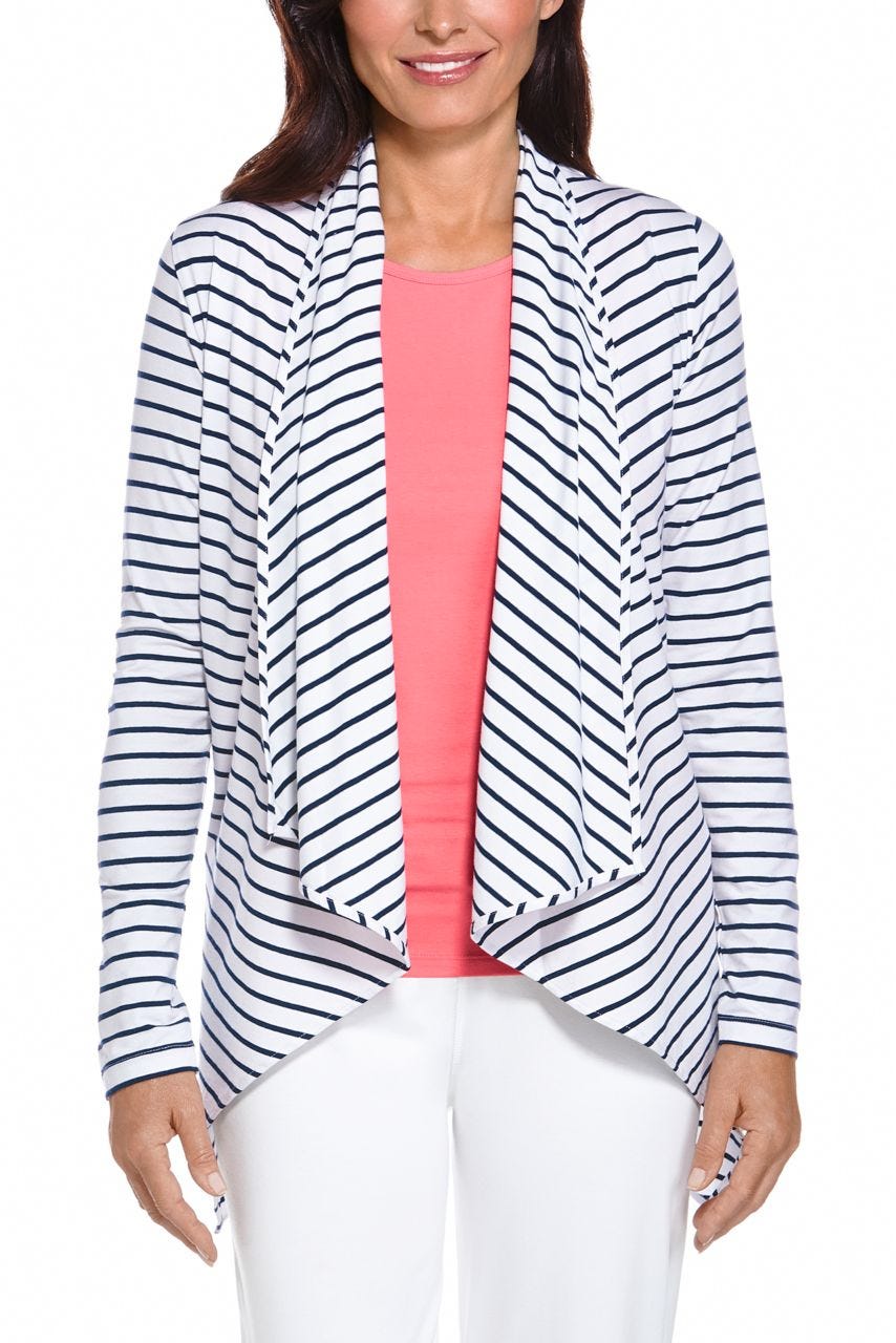 Women's Marietas Sun Wrap | White/Navy Stripe UPF 50+