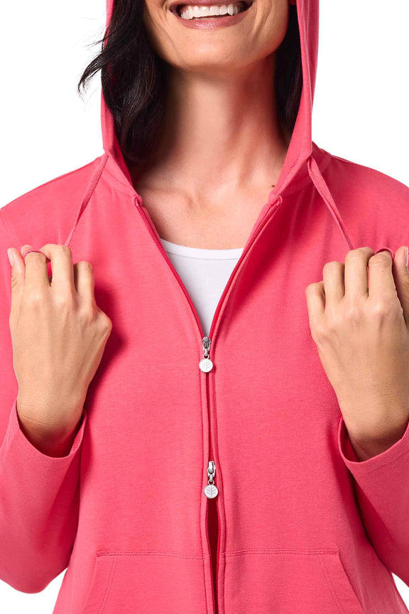Women's Casual Zip-Up Hoodie | Sunkist Coral UPF 50+