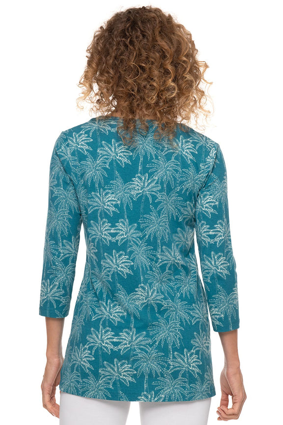 Women's St. Lucia Tunic Top | Tahitian Teal Swaying Palms UPF 50+