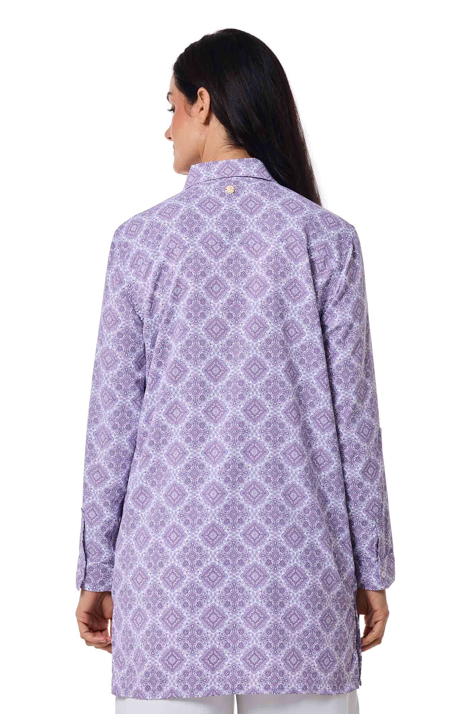 Women's Santorini Tunic Shirt | Lavendula Diamond Mandala UPF 50+