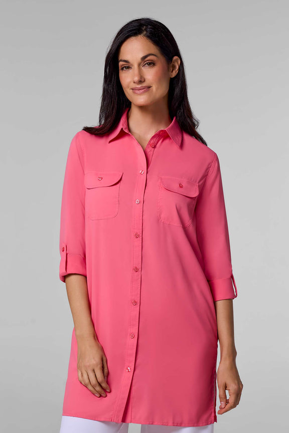 Women's Tunic Long Sleeve Shirt | Sunkist Coral UPF 50+