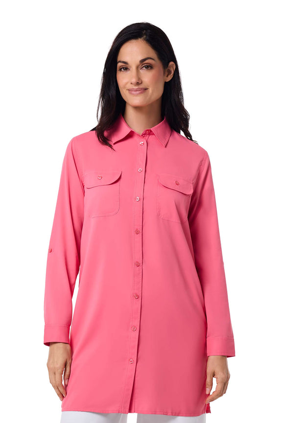 Women's Tunic Long Sleeve Shirt | Sunkist Coral UPF 50+