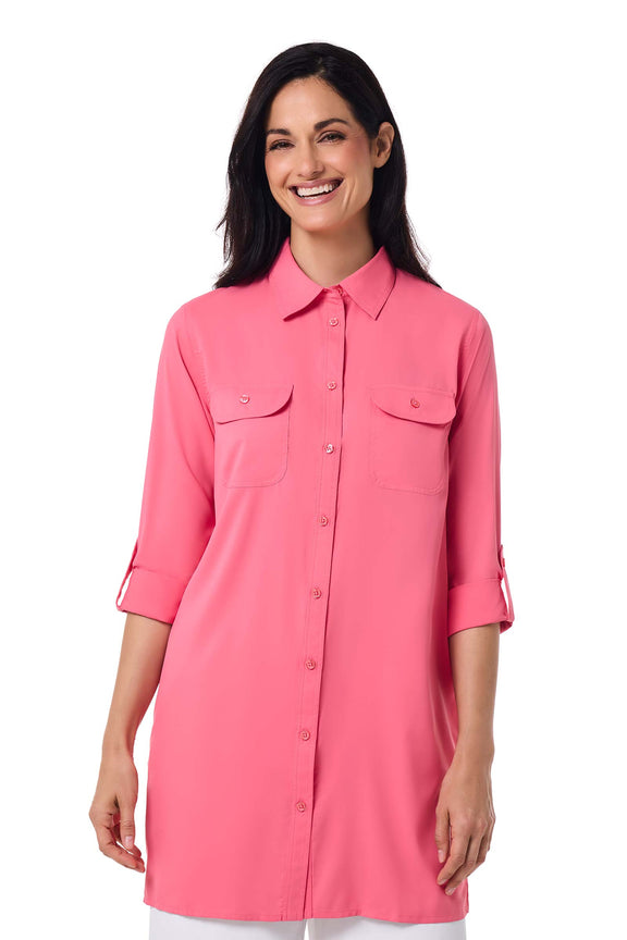 Women's Tunic Long Sleeve Shirt | Sunkist Coral UPF 50+