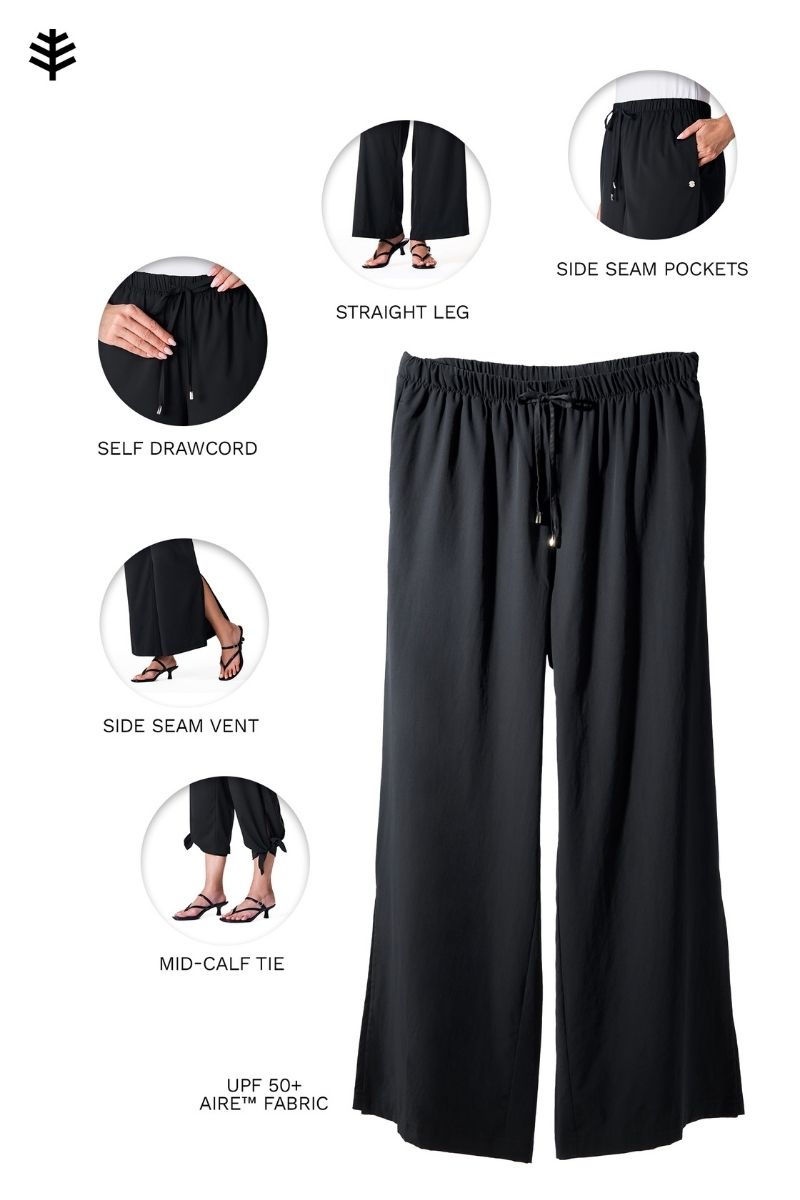 Women's Petra Wide Leg Pant | Black UPF 50+