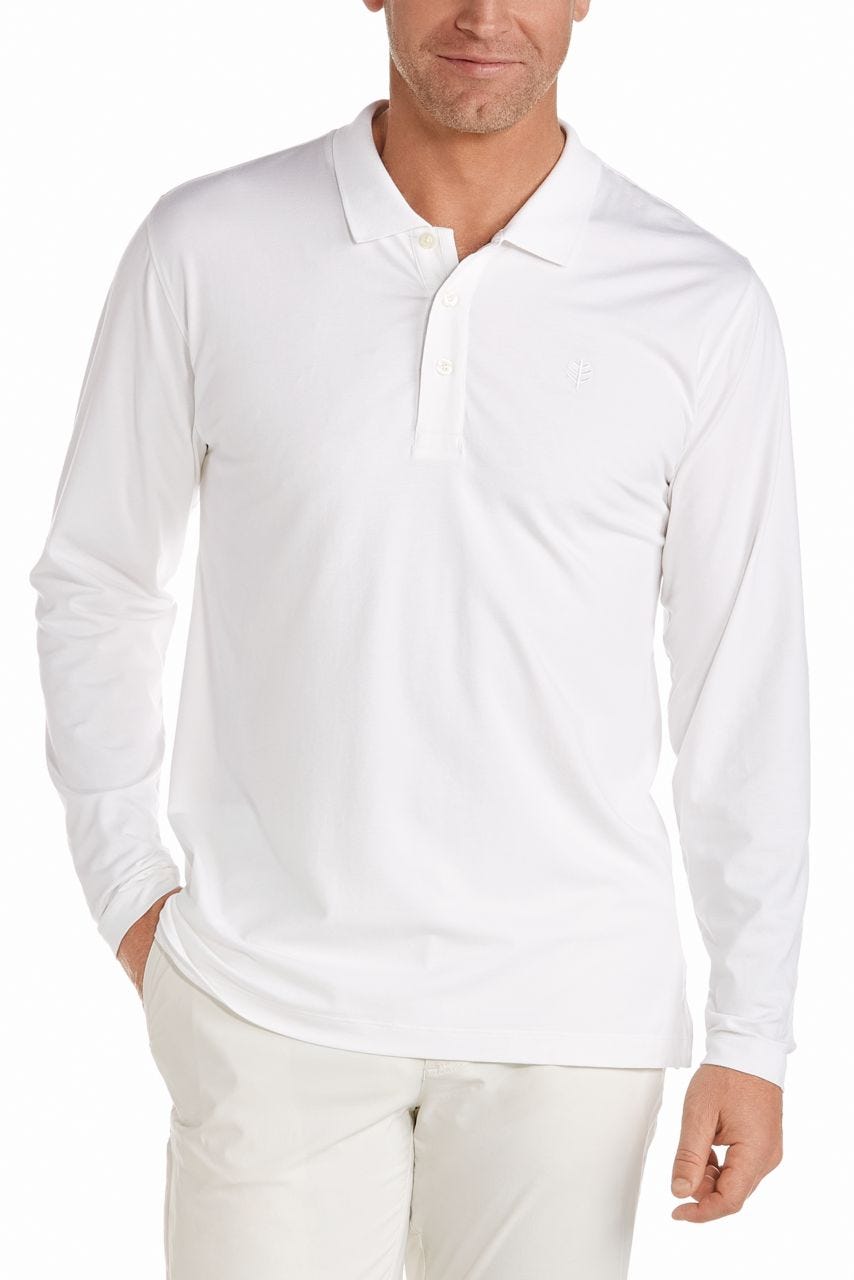 Men's Coppitt Long Sleeve Weekend Polo | White UPF 50+