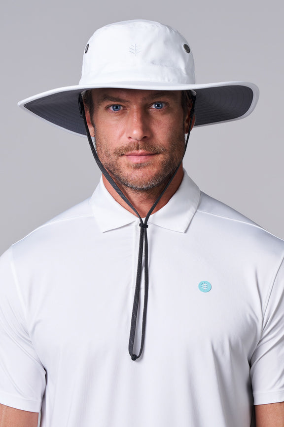 Leo Shapeable Wide Brim Hat | White/Carbon UPF 50+