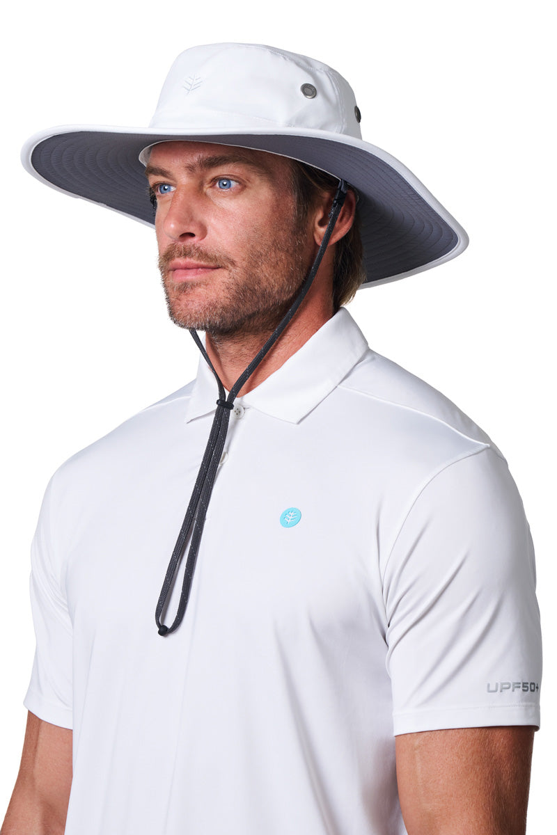 Leo Shapeable Wide Brim Hat | White/Carbon UPF 50+