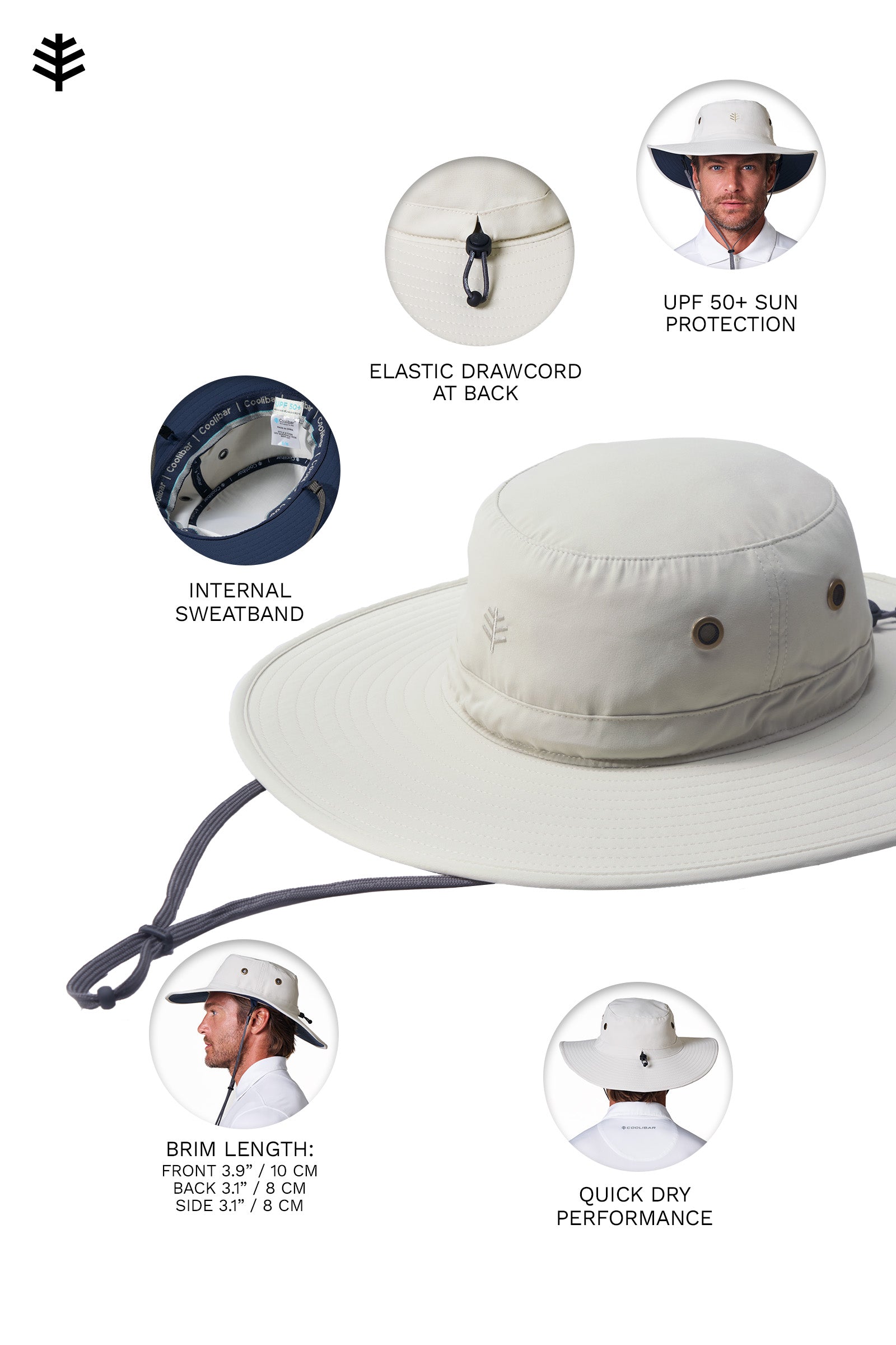 Leo Shapeable Wide Brim Hat | White/Carbon UPF 50+
