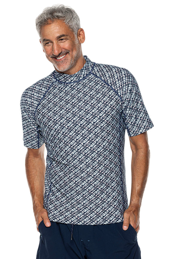Men's Tulum Short Sleeve Surf Rash Guard | Baja Blue UPF 50+