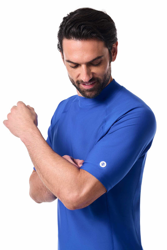 Men's Tulum Short Sleeve Surf Rash Guard | Baja Blue UPF 50+