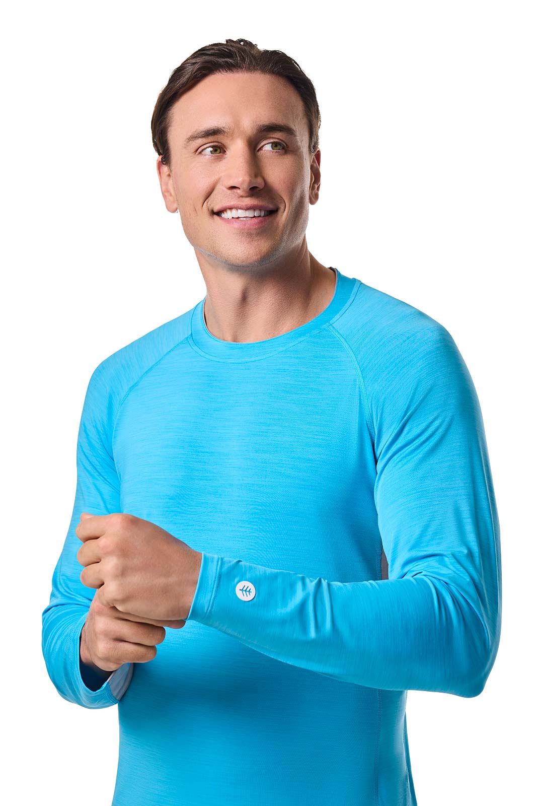 Men's Ultimate Long Sleeve Rash Guard | Malibu Blue Line Texture UPF 50+