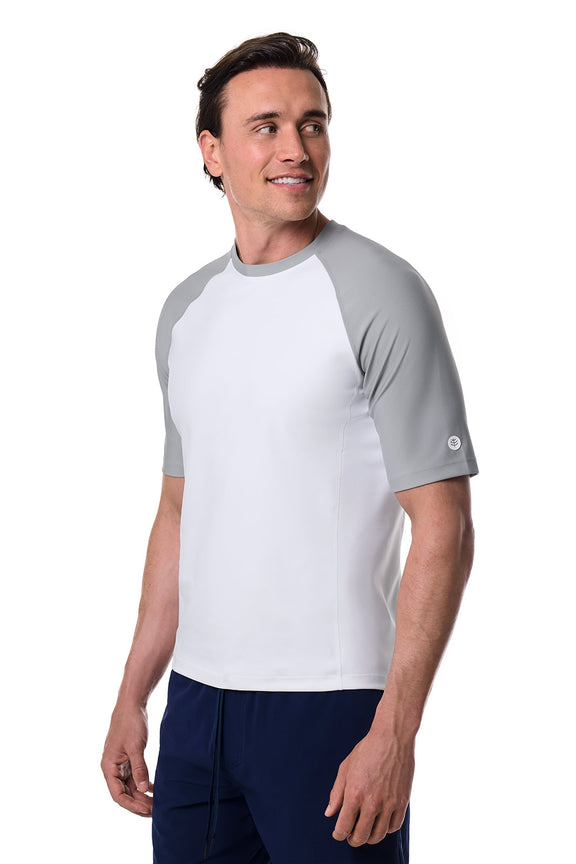 Men's Short Sleeve Swim Shirt | Colorblock Slate UPF 50+