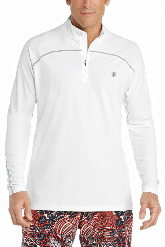 Men's Nocona Zip Rash Guard | White UPF 50+