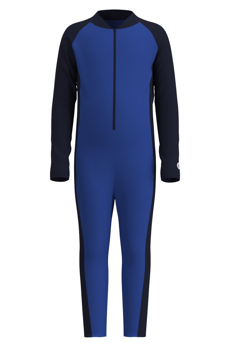 Kids' Neck-to-Ankle Swimsuit | Baja Blue Colorblock UPF 50+