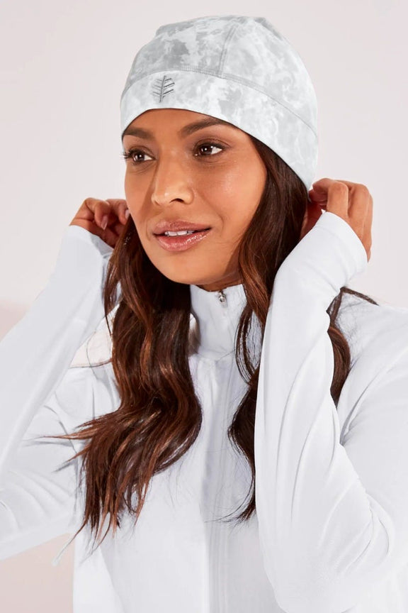 Unisex Aqua Sun Skully Cap | Grey Water Print UPF 50+
