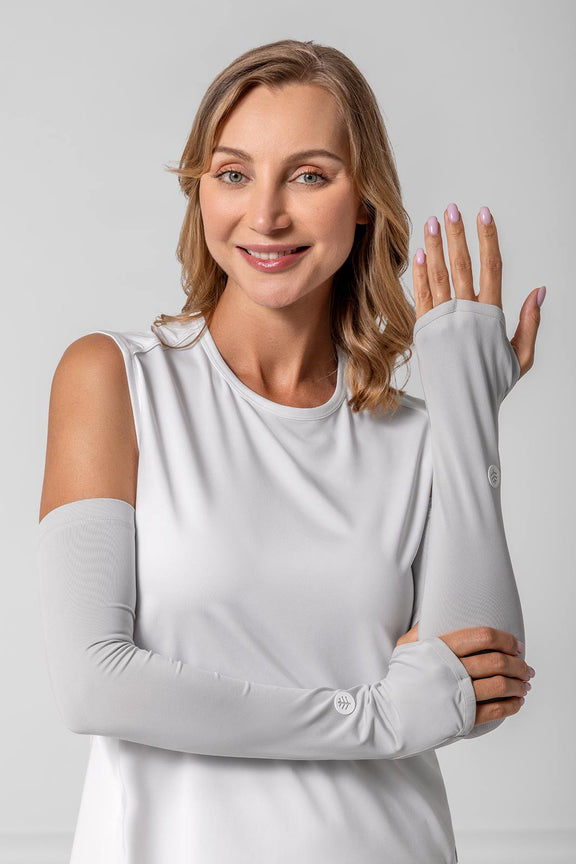 Women's Backspin Performance Arm Sleeves | White UPF 50+