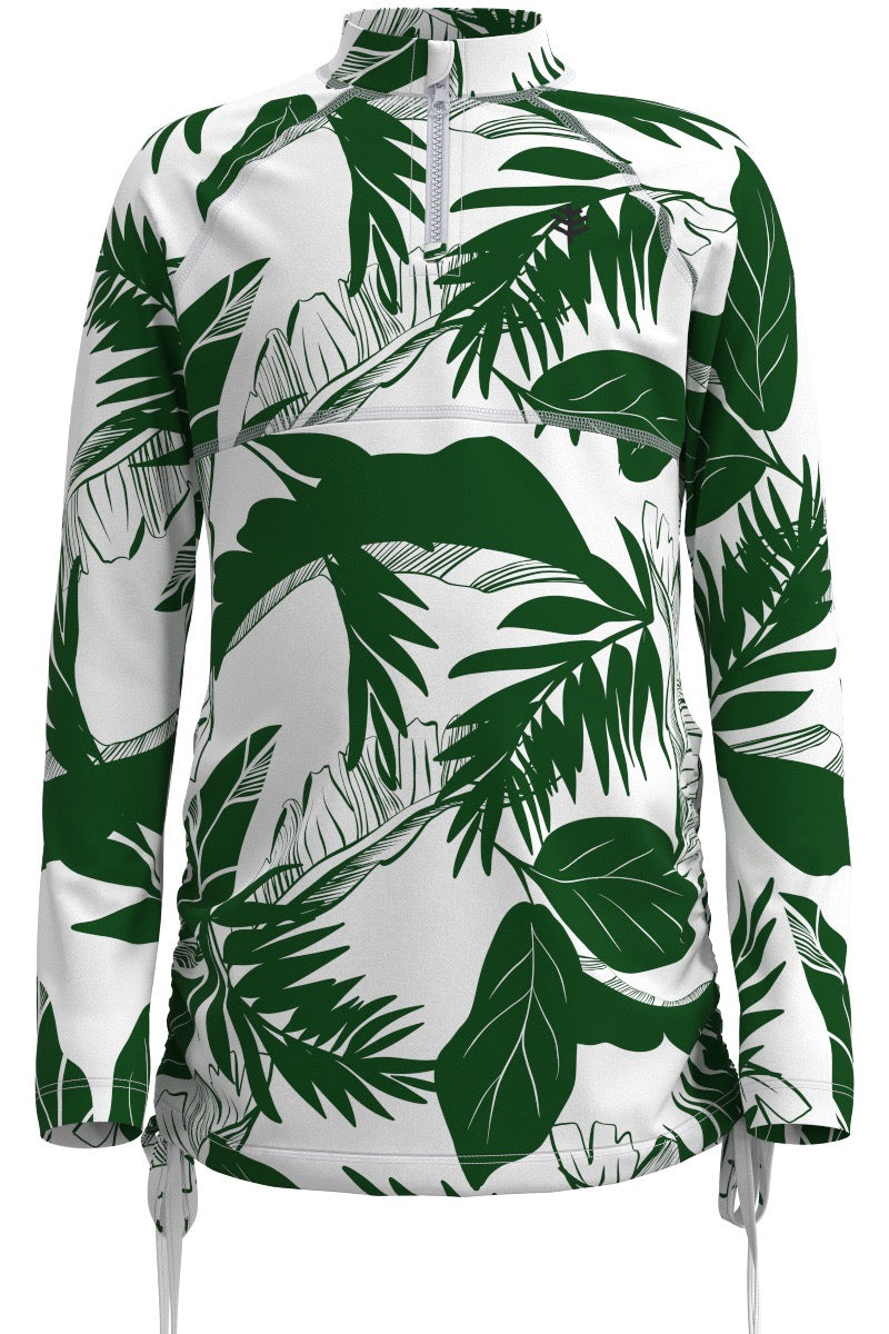 Girls' Ruche Long Sleeve Swim Shirt | Eden Palm Paradise UPF 50+