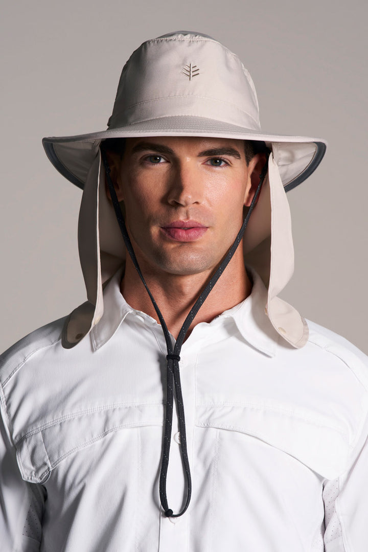Floating Boating Hat with Neck Drape | Stone UPF 50+