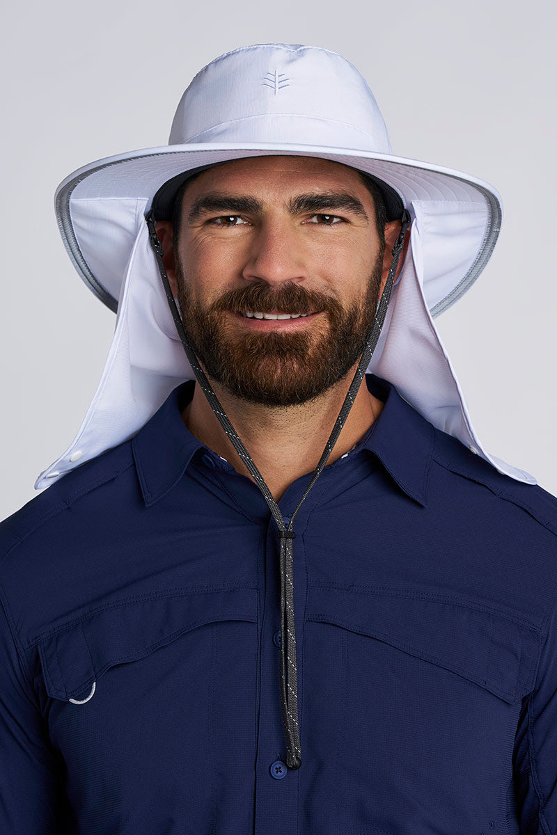 Floating Boating Hat with Neck Drape | White UPF 50+