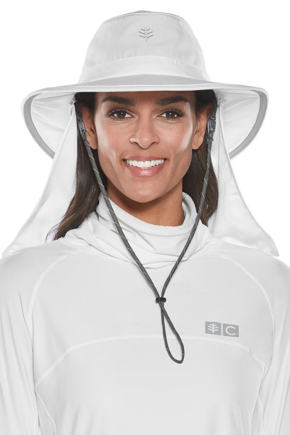 Floating Boating Hat with Neck Drape | White UPF 50+
