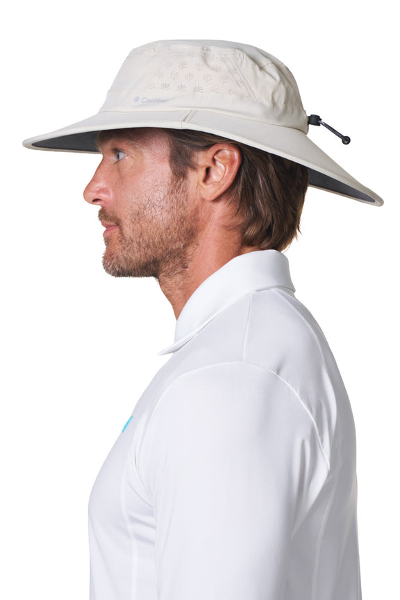 Fore Performance Golf Hat with Wide Brim | White/Steel Grey UPF 50+