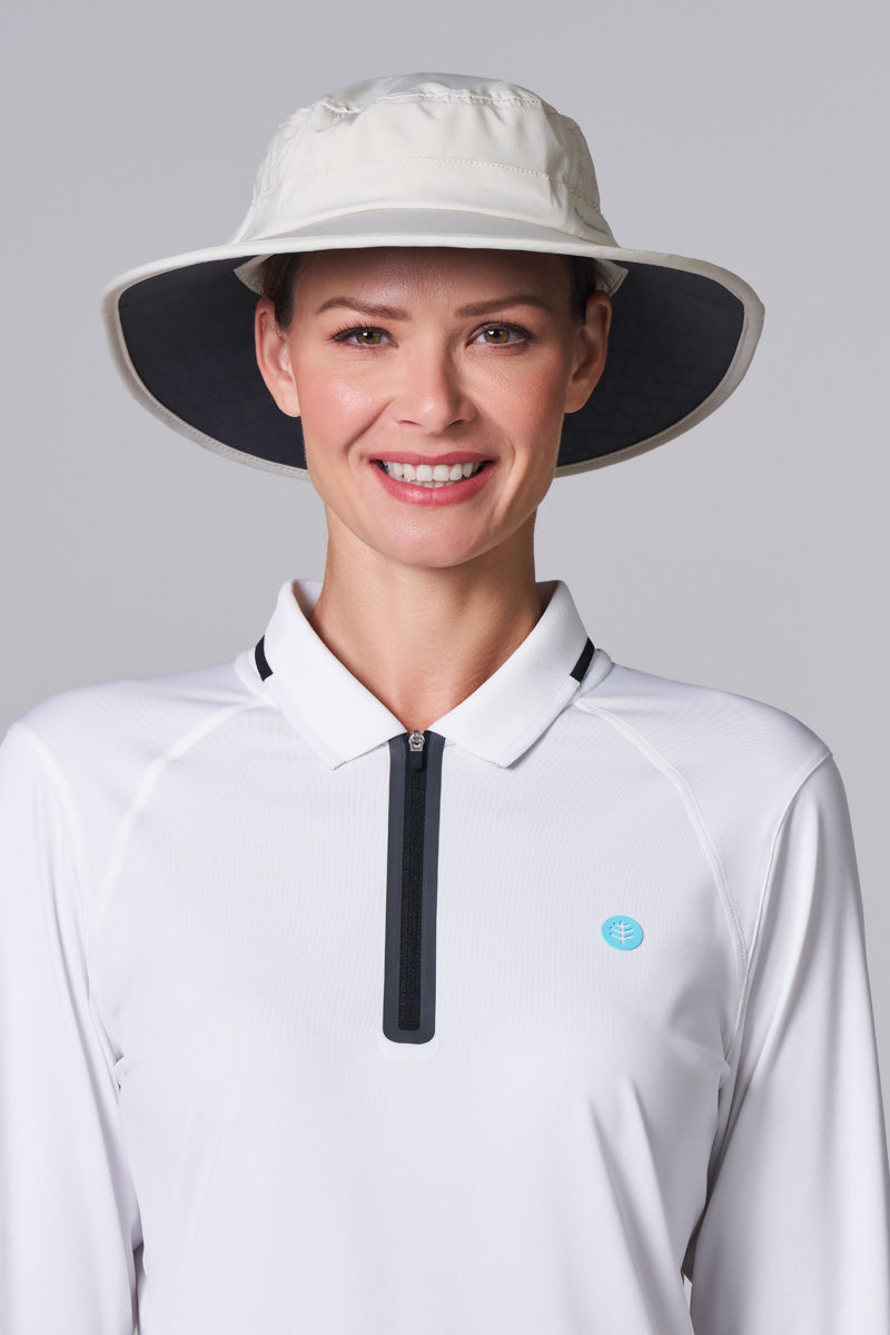 Golf Hat with Elongated Back Brim | Stone UPF 50+