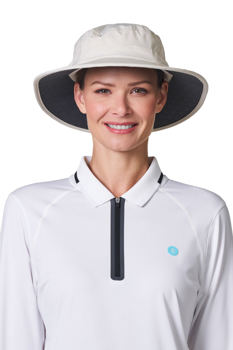 Golf Hat with Elongated Back Brim | Stone UPF 50+