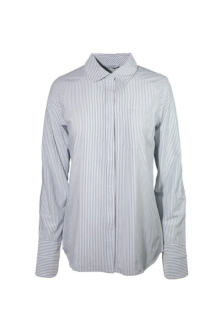 Women's Amara Smart Shirt | White/Navy Stripe UPF 50+