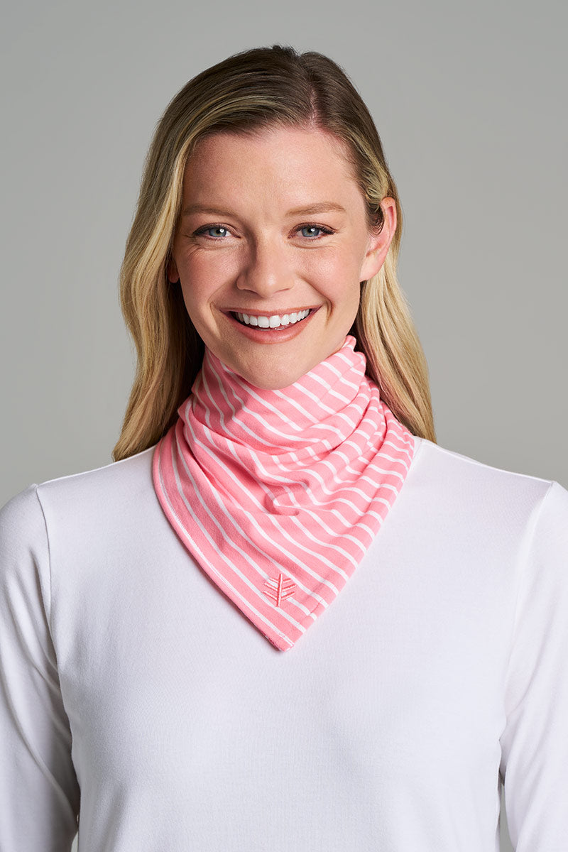 Unisex Sanibel Everyday Beach Bandana | Flamingo Pink/White Stripe UPF 50+