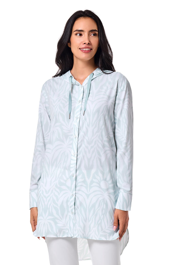 Women's Palma Aire Beach Long Sleeve Shirt | Misty Aqua American Palm ...