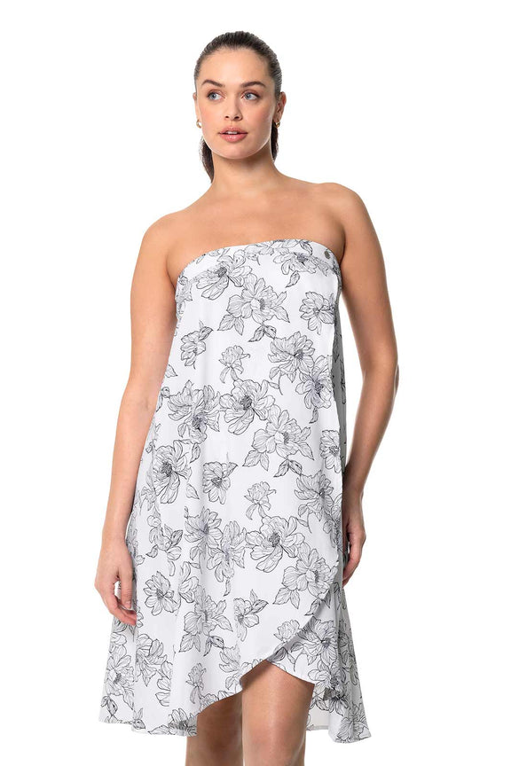 Women's Convertible Wrap | White/Black Perfect Peony UPF 50+