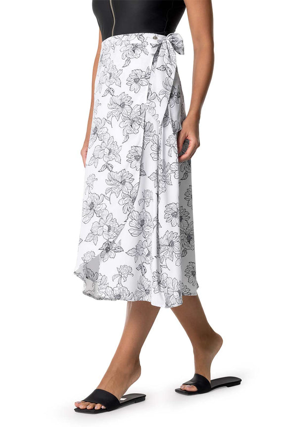 Women's Convertible Wrap | White/Black Perfect Peony UPF 50+