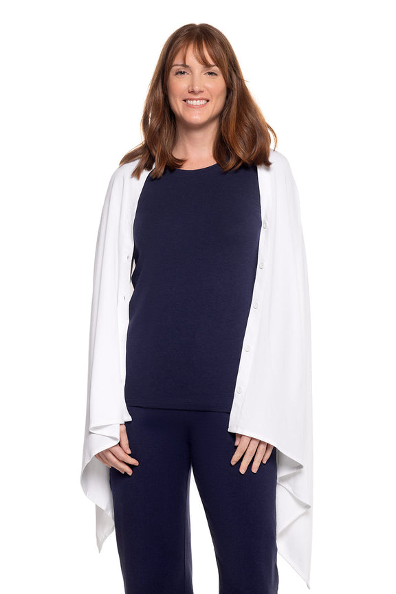 Women's Button-Up Convertible Wrap | White UPF 50+