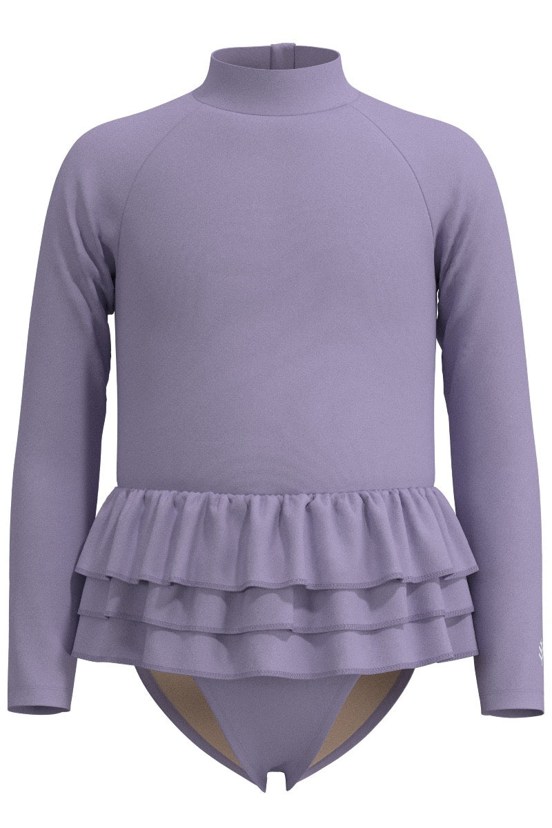 Girl's Kailani Long Sleeve Ruffled Swimsuit | Lavendula UPF 50+