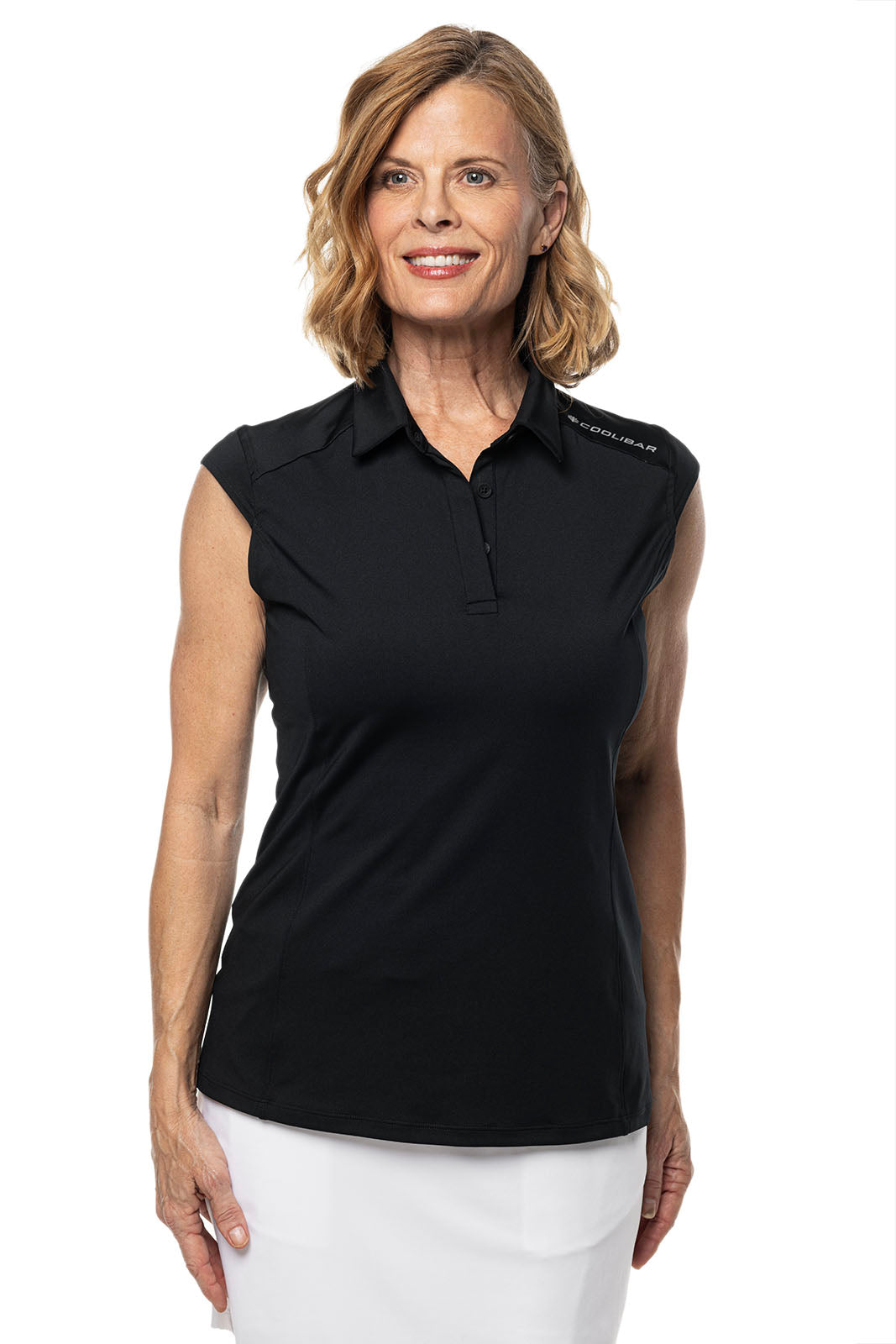 Women's Dew-Sweeper Sleeveless Golf Polo | Black UPF 50+